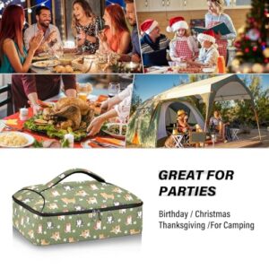 Kcldeci Insulated Thermal Food Carrier Insulated Casserole Carrier for Hot or Cold Food,Dog and Flower Insulated Tote Bag for Potluck Cookouts Parties Picnic,Lasagna Lugger