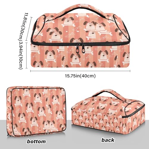 Kcldeci Insulated Thermal Food Carrier Insulated Casserole Carrier for Hot or Cold Food,Cute Dog Heads Insulated Tote Bag for Potluck Cookouts Parties Picnic,Lasagna Lugger