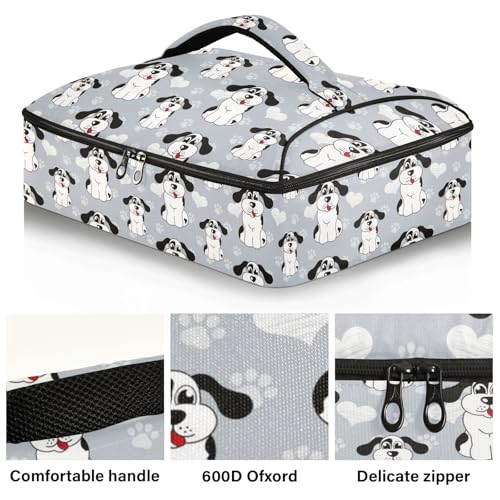 Kcldeci Insulated Thermal Food Carrier Insulated Casserole Carrier for Hot or Cold Food,Dog Insulated Tote Bag for Potluck Cookouts Parties Picnic,Lasagna Lugger