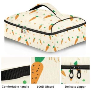 Kcldeci Insulated Thermal Food Carrier Insulated Casserole Carrier for Hot or Cold Food,Carrot Pattern Insulated Tote Bag for Potluck Cookouts Parties Picnic,Lasagna Lugger