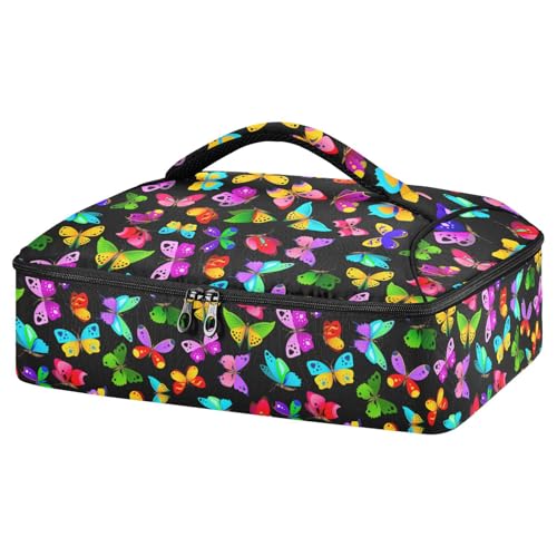 Kcldeci Insulated Thermal Food Carrier Insulated Casserole Carrier for Hot or Cold Food,Cartoon Butterflies Insulated Tote Bag for Potluck Cookouts Parties Picnic,Lasagna Lugger