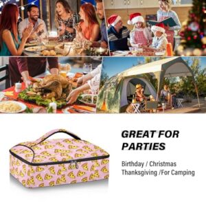 Kcldeci Insulated Thermal Food Carrier Insulated Casserole Carrier for Hot or Cold Food,Pizza Pattern Food Lovers Insulated Tote Bag for Potluck Cookouts Parties Picnic,Lasagna Lugger