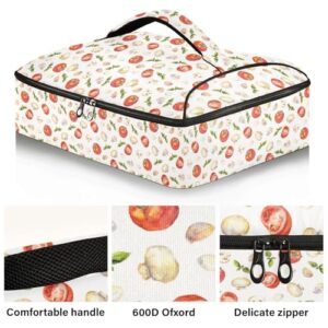 Kcldeci Insulated Thermal Food Carrier Insulated Casserole Carrier for Hot or Cold Food,Tomatoes Mushrooms Insulated Tote Bag for Potluck Cookouts Parties Picnic,Lasagna Lugger