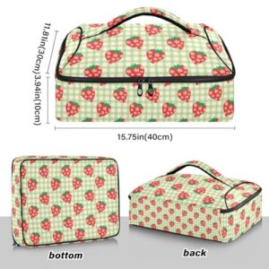 Kcldeci Insulated Thermal Food Carrier Insulated Casserole Carrier for Hot or Cold Food,Strawberry Daisy Flower Insulated Tote Bag for Potluck Cookouts Parties Picnic,Lasagna Lugger