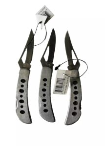 3 pc 440 stainless steel pocketknife steel handle & blade, lockback, new