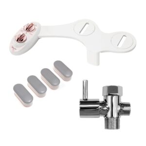 luxe bidet neo 185 rose gold, toilet seat bumpers, and shut-off t-adapter bundle