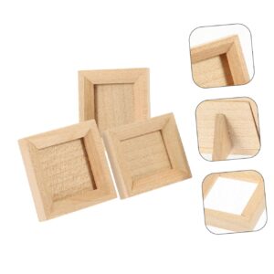 BRIGHTFUFU 3pcs Dollhouse Photo Frame Picture Frames Photo Frames Doll House Micro Landscape Decors Micro Photo Frame Decorative Photo Frame Mini House Ornament Photo Frame Model Beige Wood