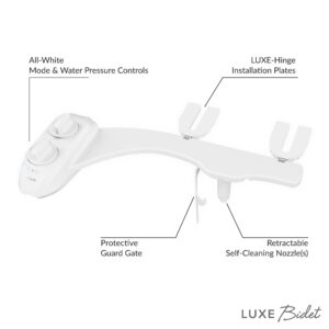 LUXE Bidet NEO Plus 120 White, Toilet Seat Bumpers, and Shut-off T-Adapter Bundle