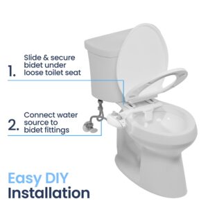 LUXE Bidet NEO 120 Plus Rose Gold, Toilet Seat Bumpers, and Shut-off T-Adapter Bundle