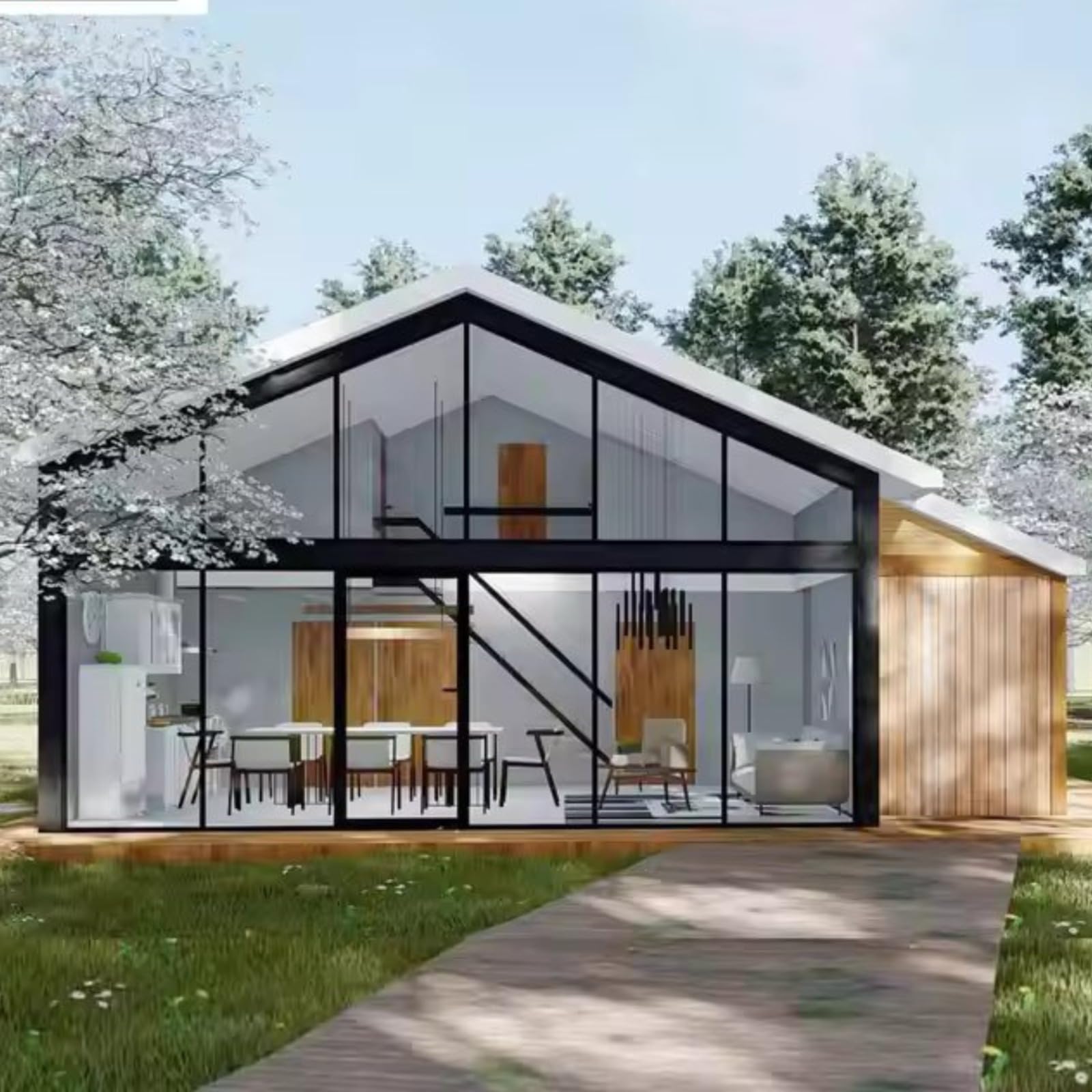 Modern Prefabricated Villa Holiday House Accommodation Prefab Garden Office Double Story House Outdoor, Garden House Luxury Living