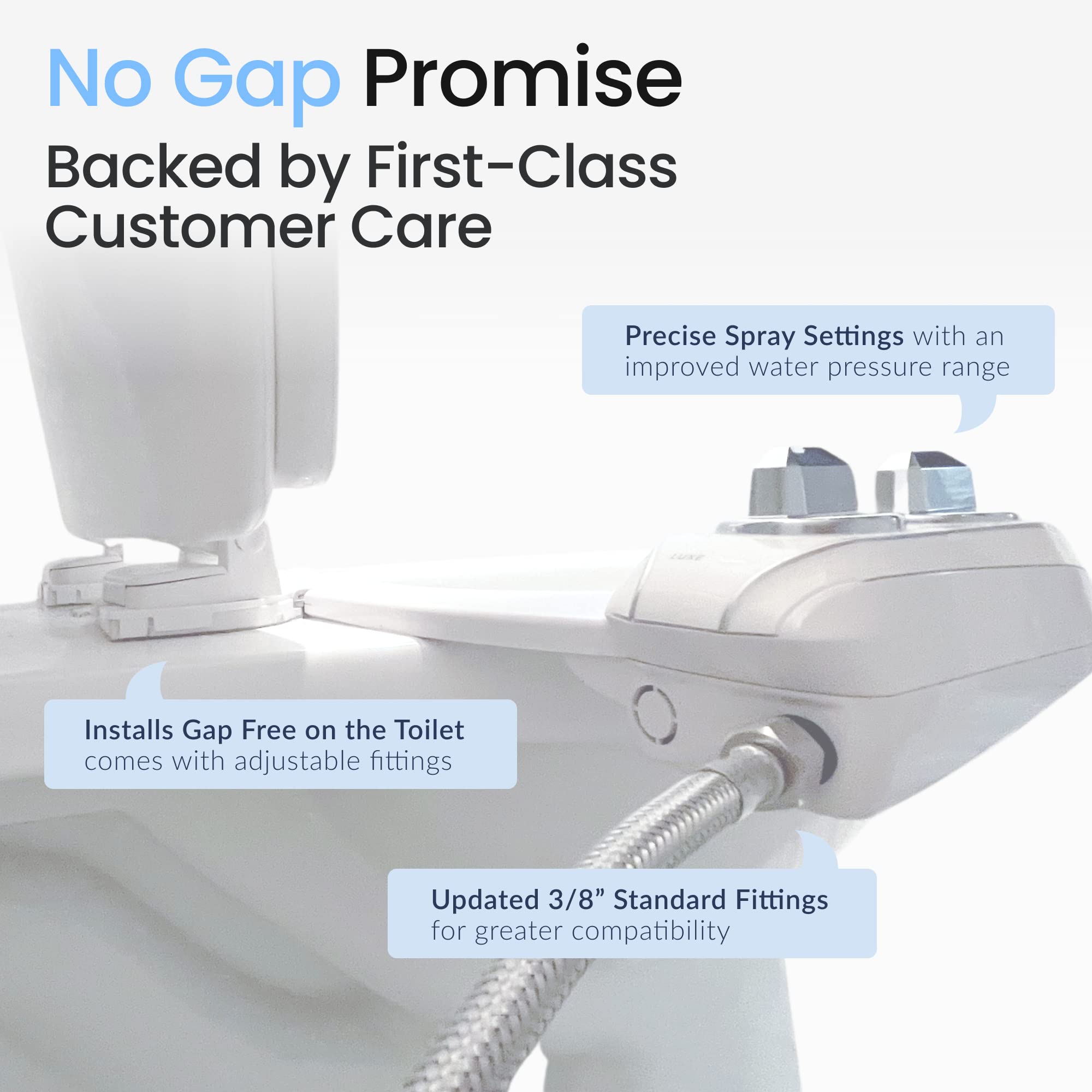 LUXE Bidet NEO 120 Plus Rose Gold, Toilet Seat Bumpers, and Shut-off T-Adapter Bundle