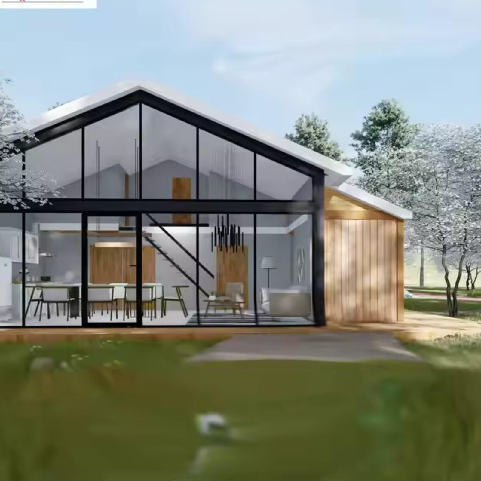 Modern Prefabricated Villa Holiday House Accommodation Prefab Garden Office Double Story House Outdoor, Garden House Luxury Living