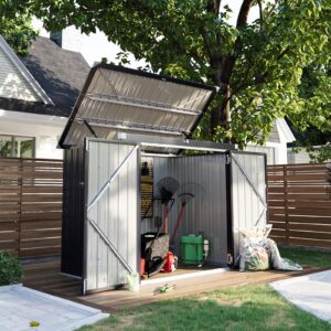 Aoxun 3.3' x 5.6' Metal Storage Shed - Waterproof Outdoor Garbage Can Organizer with Chain Lid, Ideal for Trash Bins, Toys, Garden Tools - Perfect for Garden, Backyard, & Patio Use