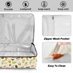 Kcldeci Insulated Thermal Food Carrier Insulated Casserole Carrier for Hot or Cold Food,Sweets Ice-cream Cake and Coffee Insulated Tote Bag for Potluck Cookouts Parties Picnic,Lasagna Lugger