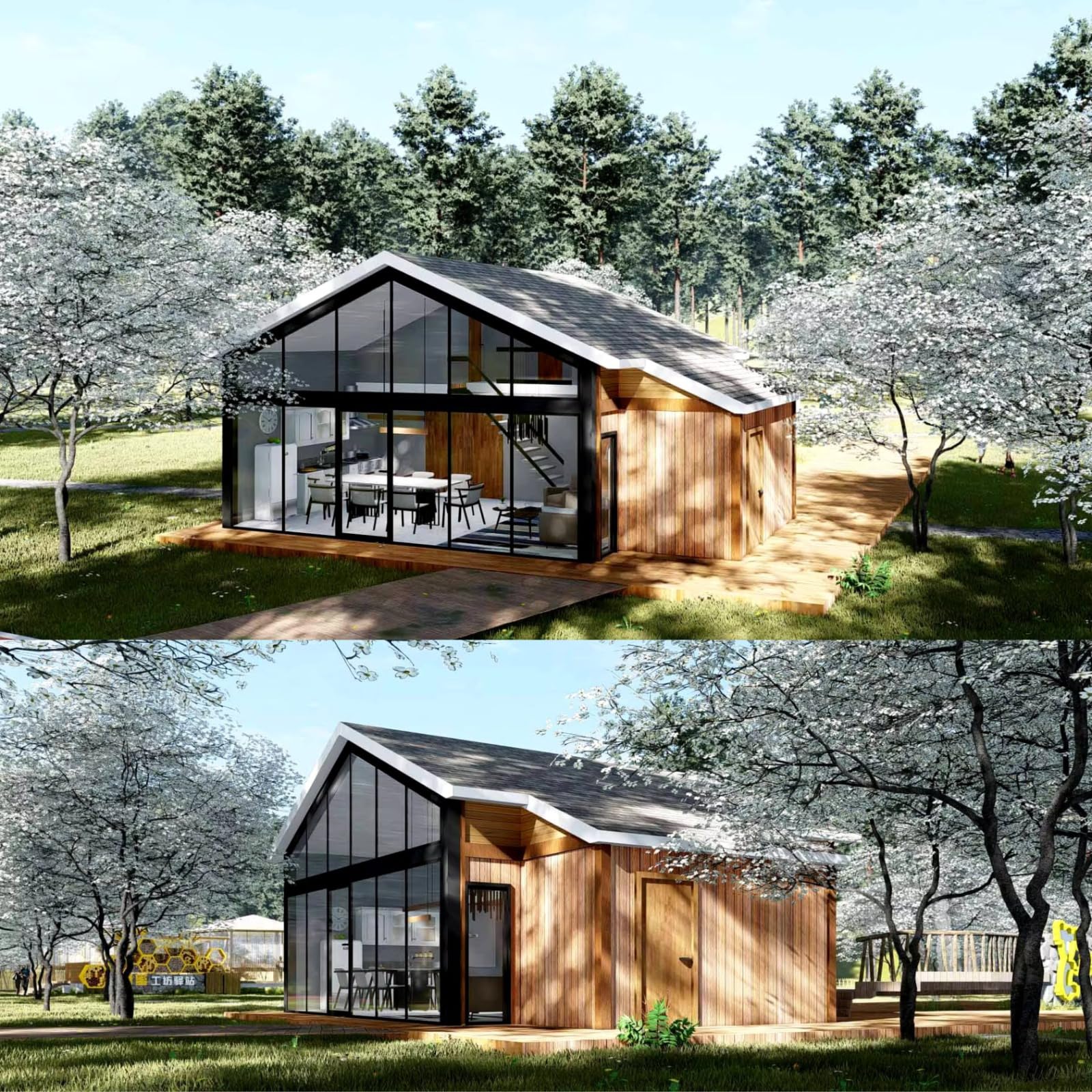 Modern Prefabricated Villa Holiday House Accommodation Prefab Garden Office Double Story House Outdoor, Garden House Luxury Living