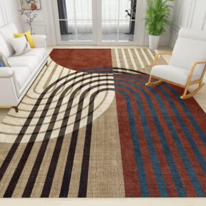 2x4 runner rugs vintage mid-century geometry art fit under door rugs for entryway, abstract brown arch kitchen runner rug soft non slip washable for sink entryway hallways indoor