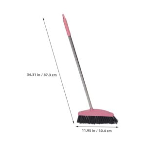 WHAMVOX 2pcs Stainless Steel Broom Garage Broom Soft Broom Garbage Broom Floor Cleaning Broom Indoor Outdoor Broom Room Cleaning Broom Long Handled Broom Large Broom Brooms Plastic Pink