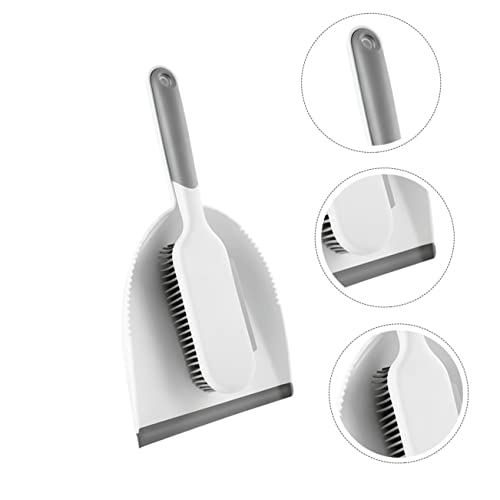 Healeved 2 Pcs Set Household Multifunctional Cleaning Brush Multi-use Cleaning Mini Broom Dust Pan and Brush Tiny Broom Dustpan Mini Dust Pan Broom Dustpan Cleaner Desktop Broom White