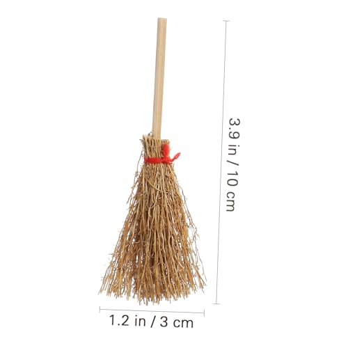 COOLHIYA 10pcs Halloween Broom Toys Miniature Broom Accessory Halloween Hanging Embellishment Mini Witches Broomstick Toys for Mini Brooms Broomsticks Mini Straw Broom Alien Dustpan Outdoor