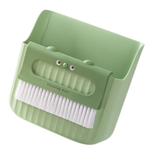 Levemolo 2 Sets Mini Broom Set Whisk Brooms Dustpan Mini Brush Trash Bin Brush Grubber Cleaning Brush Trashcans Garbage Pail Brushes Hair Broom Desktop Cleaning Broom Green Plastic