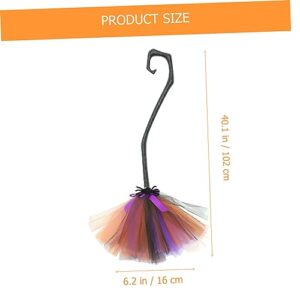 KONTONTY Halloween Prop Broom Witch Broom Halloween Props That Moves Halloween Broom Decor Broomstick Halloween Decor Halloween Witches Broom Halloween Broomstick Broom Halloween Gauze