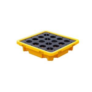 rygcrud oil drum spill platform, modular spill containment pallet with drain & forklift pockets, industrial grating tray for paint buckets, chemicals(43 l/66x66x15 cm)