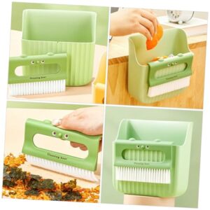 Levemolo 2 Sets Mini Broom Set Whisk Brooms Dustpan Mini Brush Trash Bin Brush Grubber Cleaning Brush Trashcans Garbage Pail Brushes Hair Broom Desktop Cleaning Broom Green Plastic