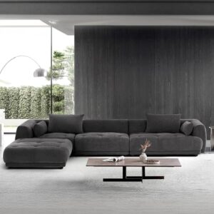 colamy 144" cloud sectional couch with ottoman,modular sectional sofa with 3 large seat and 1 movable ottoman for living room,diy combination, chenille, gray