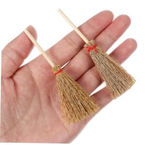 COOLHIYA 10pcs Halloween Broom Toys Miniature Broom Accessory Halloween Hanging Embellishment Mini Witches Broomstick Toys for Mini Brooms Broomsticks Mini Straw Broom Alien Dustpan Outdoor