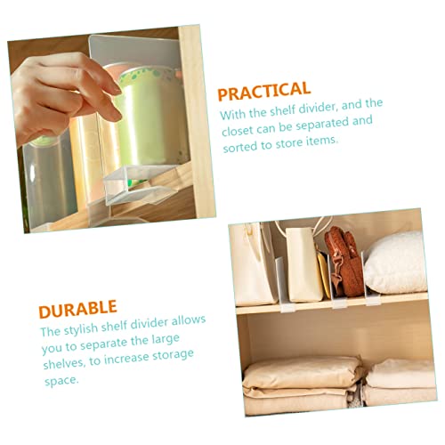 Levemolo 4pcs Partition Plate Closet Shelf Separators Adjustable Shelves Shelving Clothes Divider Book Shelf Dividers Compartment Storage Partition Closet Divider Clear Shelf Transparent Pp