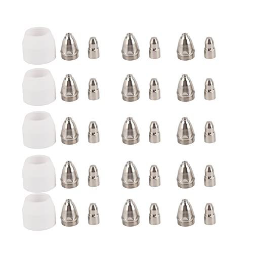 Akozon P80 Cutting Torch Consumable Accessories: 25pcs Copper Electrode Tips and Ceramic Cups