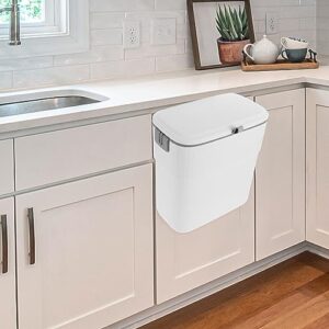 HOMOCONO White Garbage Cans for Kitchen Small Kitchen Trash Can Under Desk Trash Can Pp Abs Office Trash Can