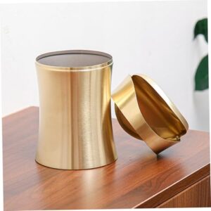 CHILDWEET Stainless Steel Trash Can Tiny Waste Basket Small Trash Can Kitchen Trash Can Desktop Waste Container Sundries Storage Basket Countertop Trash Can Tiny Garbage Bin Golden