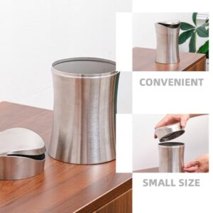 Outanaya Mini Covered Desktop Trash Can Tiny Tabletop Wastebasket Stainless Steel Small Garbage Bin for Bathroom Office Kitchen Desk Car Easy to Clean