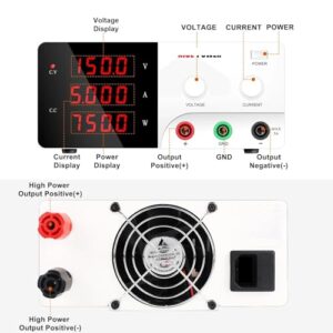 Lab DC Power Supply, Adjustable 150V 5A, USB Digital Source Stabilized Current 750W Voltage Regulator