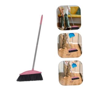 WHAMVOX 2pcs Stainless Steel Broom Garage Broom Soft Broom Garbage Broom Floor Cleaning Broom Indoor Outdoor Broom Room Cleaning Broom Long Handled Broom Large Broom Brooms Plastic Pink