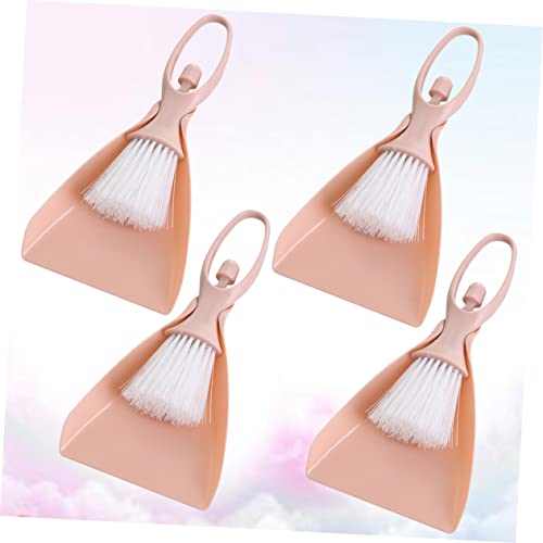 COLLBATH 4 Sets Household Supplies Mini Broom and Dustpan Set Portable Cleaning Set Whisk Brooms Cleaning Brushes Gadget Cleaning Utensils Lecrueset Pans Desktop Cleaner Cleaning Tools Pink