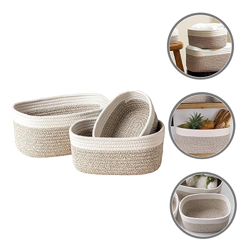 KOMBIUDA 3pcs Makeup Baskets Cotton Rope Storage Basket Desktop Snack Baskets Cotton Rope Storage Basket