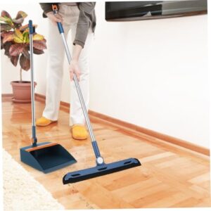 BUTIFULSIC 1 Set Folding Broom Set Dustpan Stand up Broom Cleaning Mop Push Broom Heavy Duty Floor Sweeper Broom with Dust Pan Angle Broom Foldable Broom Dust Pan Broom Blue Plastic