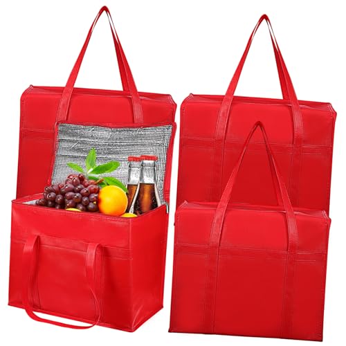 FONDOTIN 4pcs Insulation Bags Thermal Bags for Cold Food Insulated Grocery Bags Portable Insulation Bag Lunch Bags for Adults Shopping Tote Bag Insulated Food Carrier Non-Woven Fabric