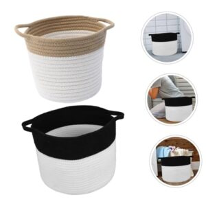 CIMAXIC 2pcs Collapsible Storage Bins Cotton Rope Woven Storage Bin Storage Containers Desktop Finishing Basket