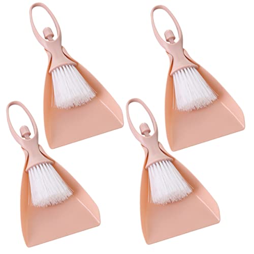 COLLBATH 4 Sets Household Supplies Mini Broom and Dustpan Set Portable Cleaning Set Whisk Brooms Cleaning Brushes Gadget Cleaning Utensils Lecrueset Pans Desktop Cleaner Cleaning Tools Pink