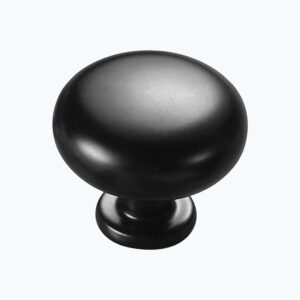 zinc alloy single hole drawer pull, round knob handle for cabinets, black