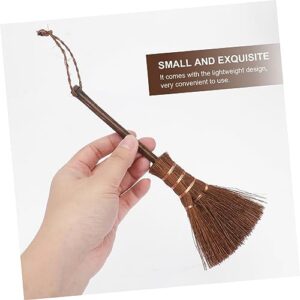 Outanaya 1pc Brown Silk Broom Decor Mustache Hand Broom Cleaning an Fittings Palm Broom Tea Cup Cleaner Keyboard Accessories Fireplace Accessories Small Straw Broom Brush Adorable Broom