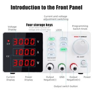 Digital DC Power Supply, SPPS-S3010, 30V 10A 300W, Variable Adjustable Programmable