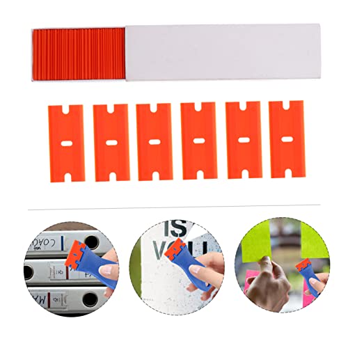 Amosfun 3sets Scraper Blade Tape Measure Holder Single Edge Scraper Baldes Sticker Remover Scraper Steel Blades for Cleaning Adhesive Remover for Cars Cleaning Scraper Plastic 100pcs*3