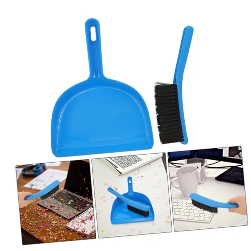 WOONEKY 1 Set Blue Small Sweeping Countertop Brush Plastic Desktop Cleaning Broom Mini Broom and Dustpan Multi-Function Mini Dustpan