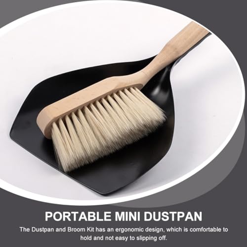 BUTIFULSIC 1 Set Desktop Broom Handheld Broom Dustpan Cleaning Accessory Whisk Broom Small Broom and Sweeping Pan Dust Brush Household Brooms Mini Broom Mini Brush Portable Brush Char The Pet