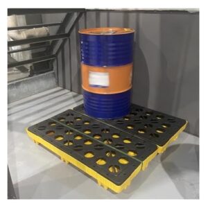 rygcrud 1pcs drum spill containment pallet, modular containment platform, industrial stackable oil drum spill pallet with drain, grating tray for garage basement(90 l/130x68x17.5 cm)