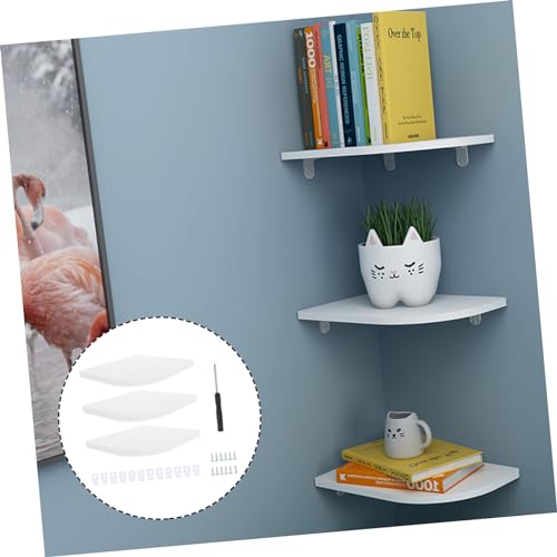 GETAJGHSD 3pcs Corner Shelf Decor Floating Corner Wall Shelves Pulgadas Shelving Wall Mount Home Corner Shelves 6x6 Hanging Wall Shelf Office Corner Organizer Wallshelv Rack White Wooden